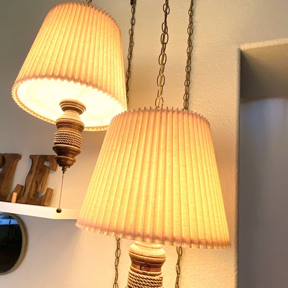Other | Vintage Pull Chain Switch Plug In Pendant Light Hanging Light ...